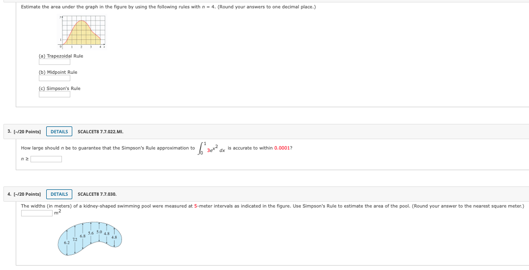 Solved Estimate the area under the graph in the figure by | Chegg.com
