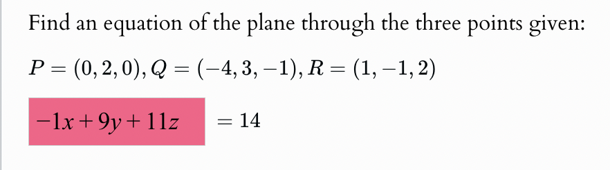Solved Find an equation of the plane through the three | Chegg.com