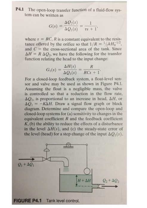 Solved The open-loop transfer function of a fluid-flow | Chegg.com