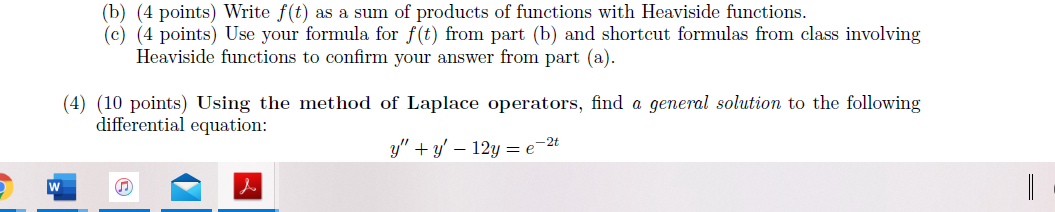 Solved (b) (4 points) Write f(t) as a sum of products of | Chegg.com