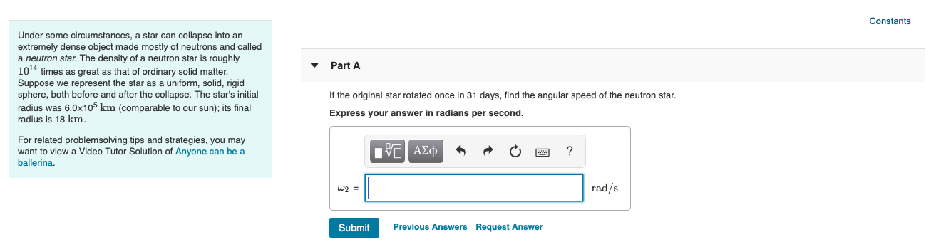 Solved Constants Part A Under some circumstances, a star can | Chegg.com