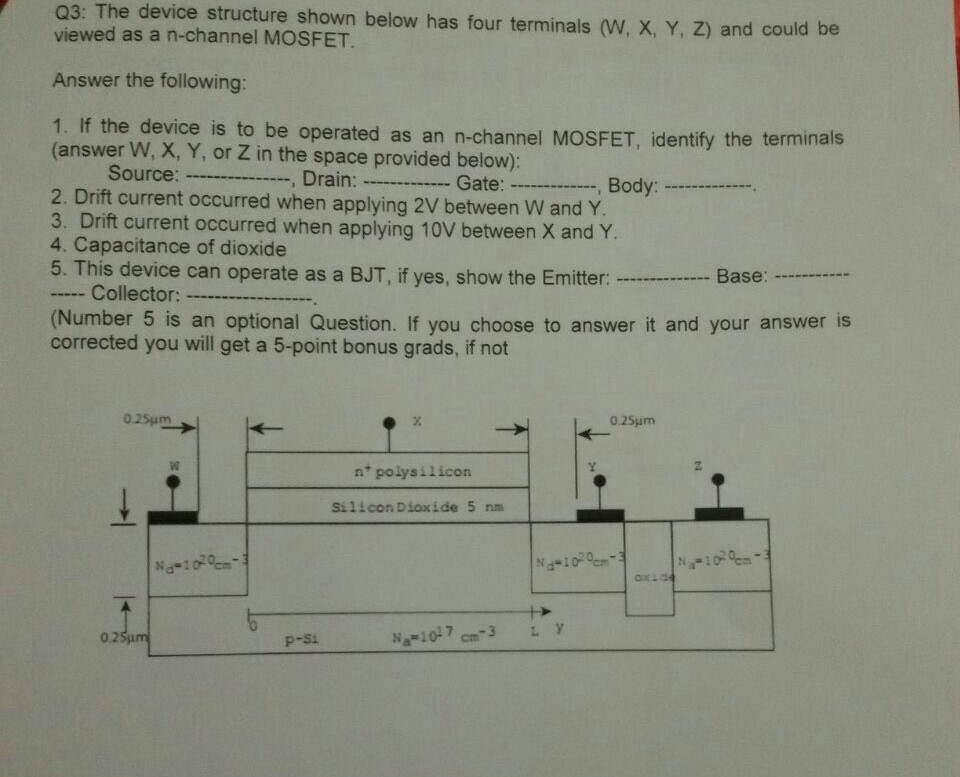 Q3: The device structure shown below has four | Chegg.com