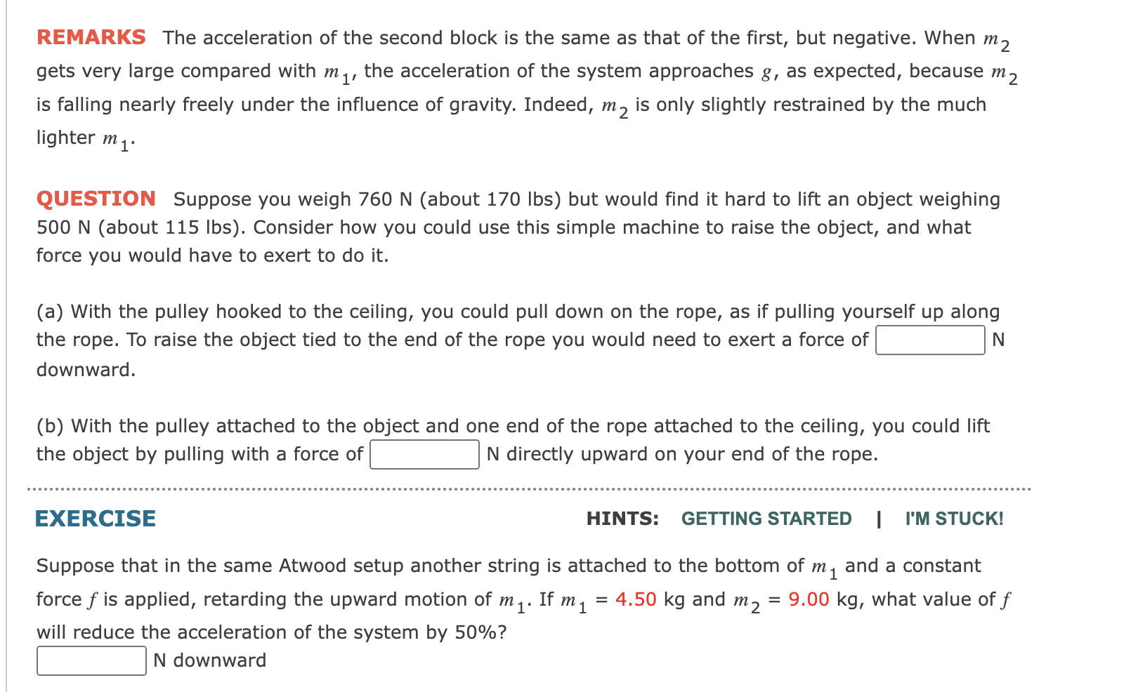 Solved REMARKS The acceleration of the second block is the | Chegg.com
