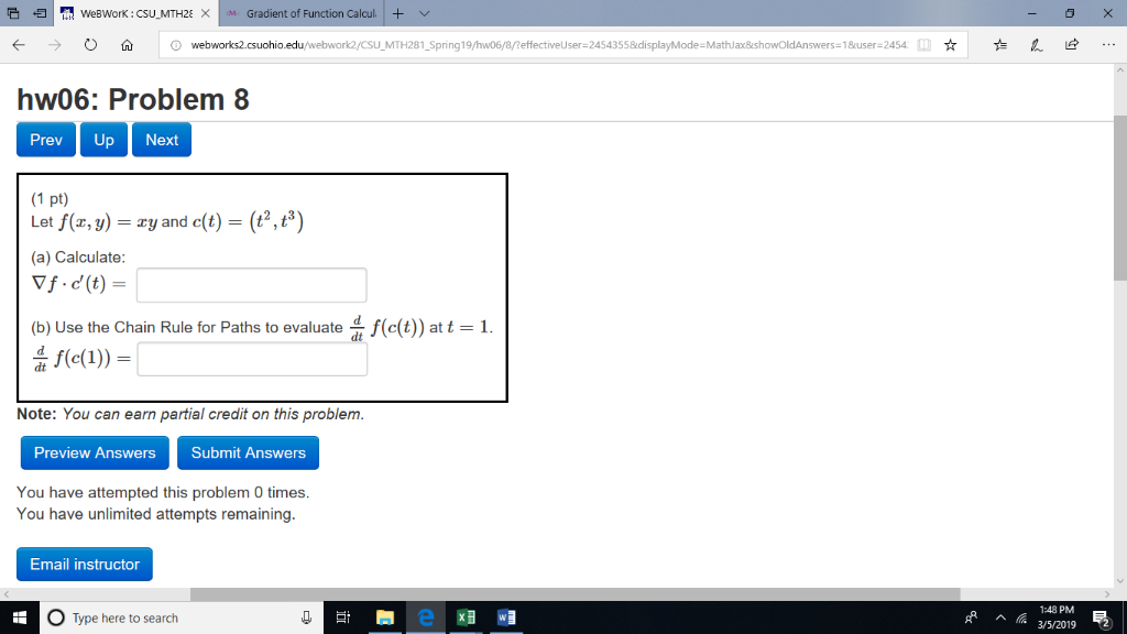 Solved そ · | TJ WeBWorK : CSU-MTH2E × Gradient of Function | Chegg.com Solved そ · | TJ WeBWorK : CSU-MTH2E × Gradient of Function | Chegg.com