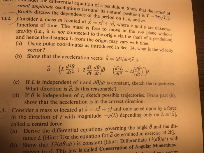 Solved Consider the differential equation of a pendulum. | Chegg.com
