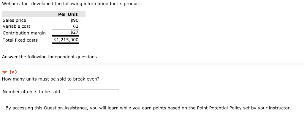 Solved Webber, Inc. developed the following information for | Chegg.com