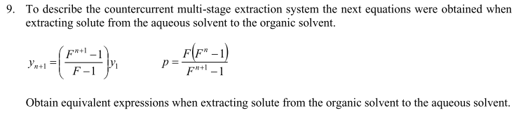 Solved To describe the countercurrent multi-stage extraction | Chegg.com