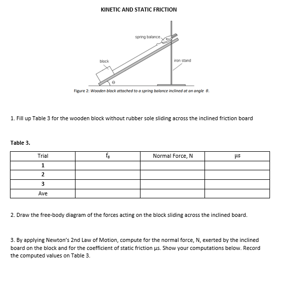 Solved KINETIC AND STATIC FRICTION spring balance t A block | Chegg.com