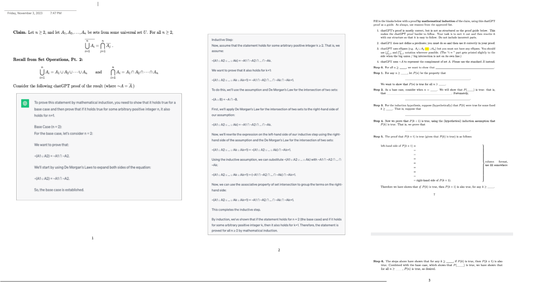 Solved Claim. Let n≥2, ﻿and let A1,A2,dots,An ﻿be sets from | Chegg.com