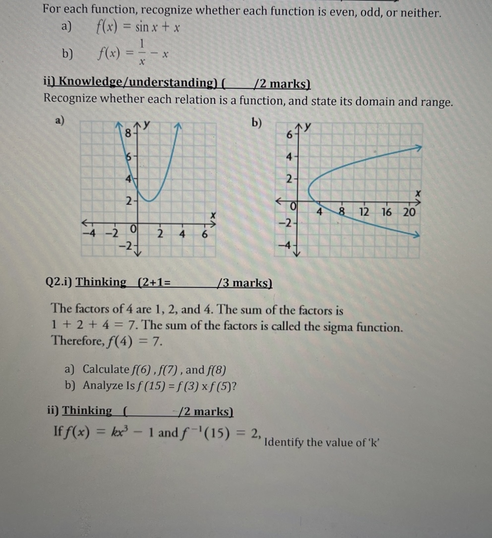 Solved For each function, recognize whether each function is | Chegg.com