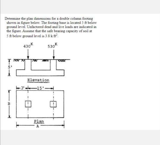 Solved Determine the plan dimensions for a double column | Chegg.com