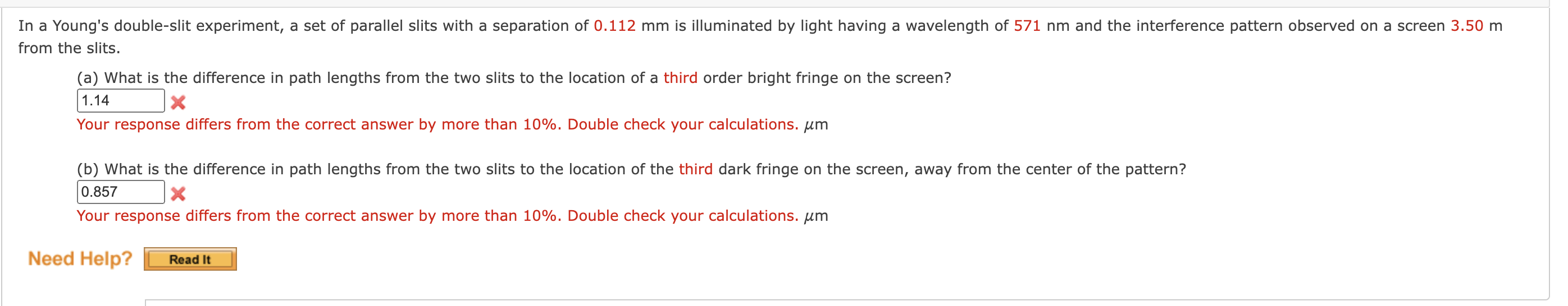 Solved from the slits. (a) What is the difference in path | Chegg.com