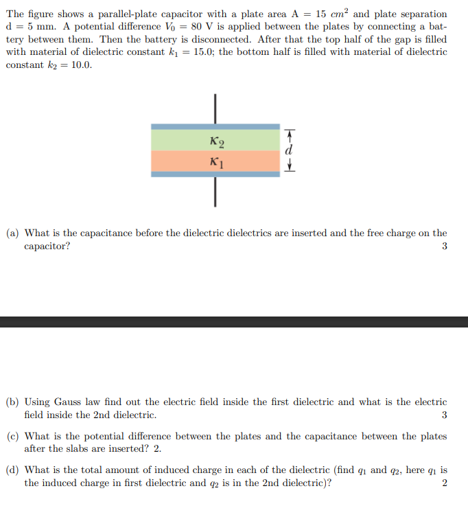 Solved The figure shows a parallel-plate capacitor with a | Chegg.com
