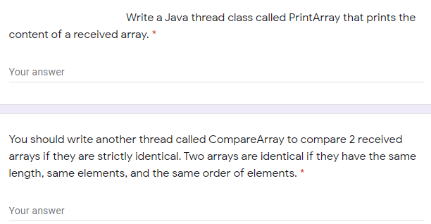 Solved Write a Java thread class called PrintArray that | Chegg.com
