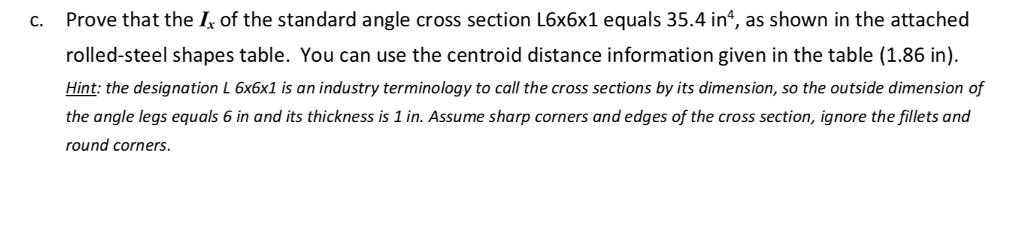 Solved Prove that the Ix of the standard angle cross section | Chegg.com