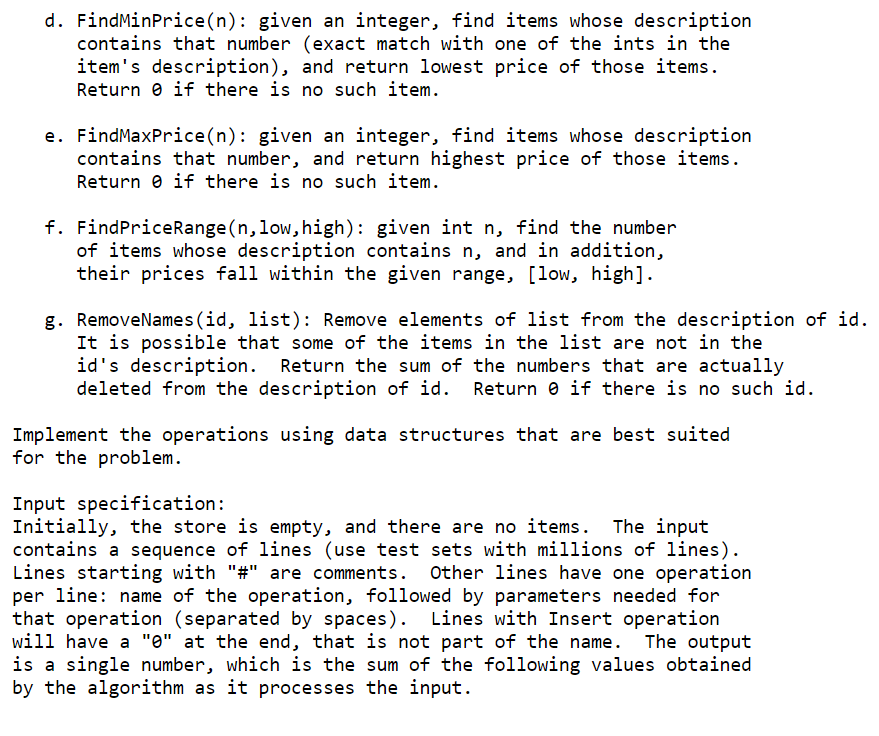 Solved Implement the following operations. Starter code is | Chegg.com