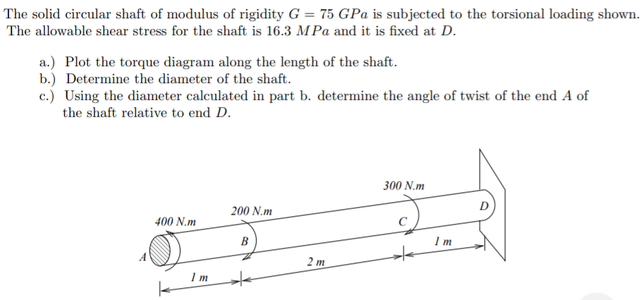 Solved The solid circular shaft of modulus of rigidity G = | Chegg.com