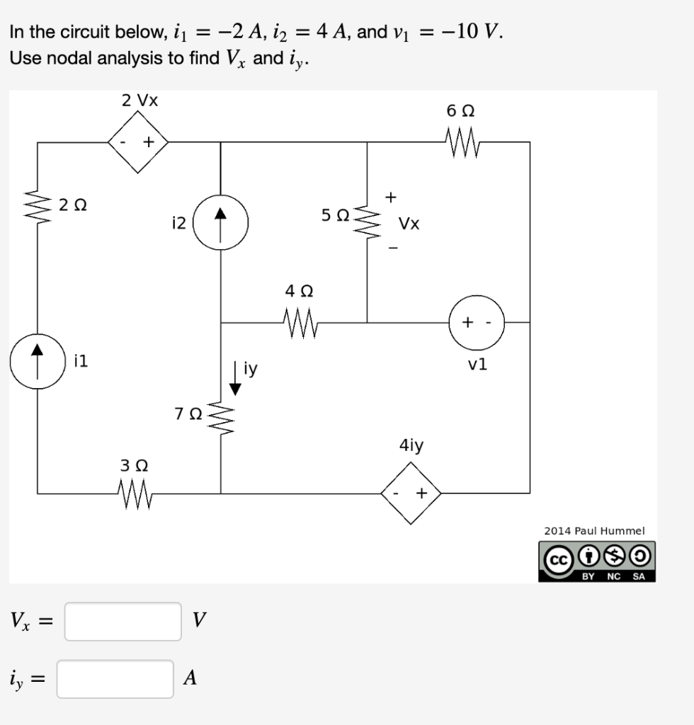 Solved In the circuit below, i1=−2A i2=4A, and v1=−10V. Use | Chegg.com