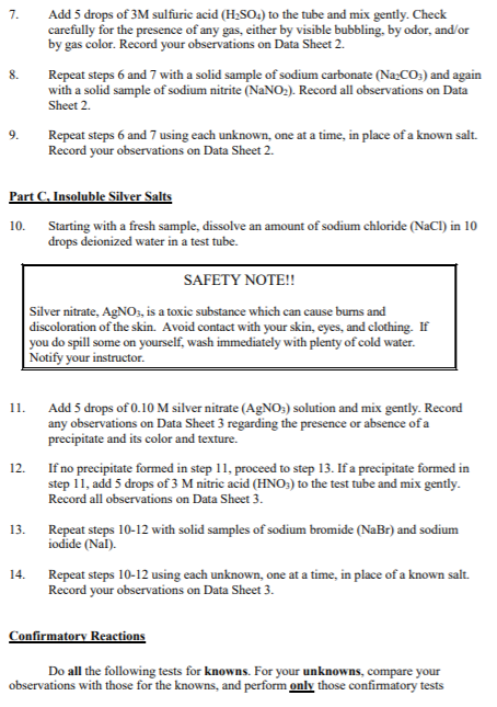 Qualitative Analysis II - Anions Purpose: To study | Chegg.com