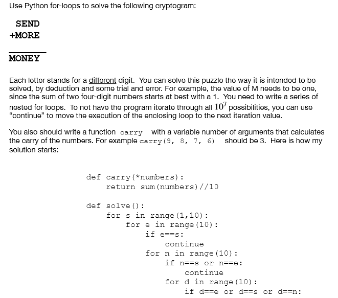 Use Python for-loops to solve the following | Chegg.com