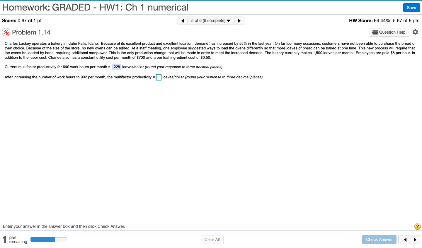 Solved Homework: GRADED - HW1: Ch 1 numerical Save HW Score: | Chegg.com