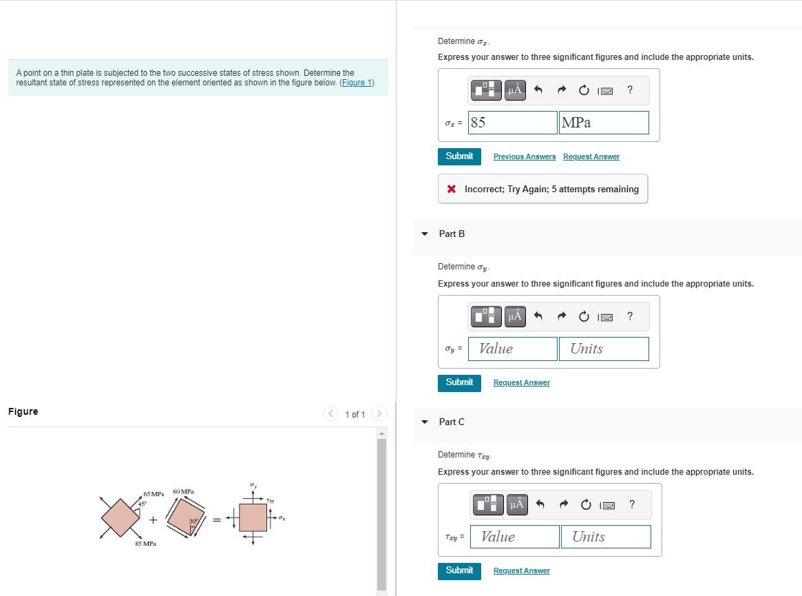 Solved Determine σx Express your answer to three significant | Chegg.com