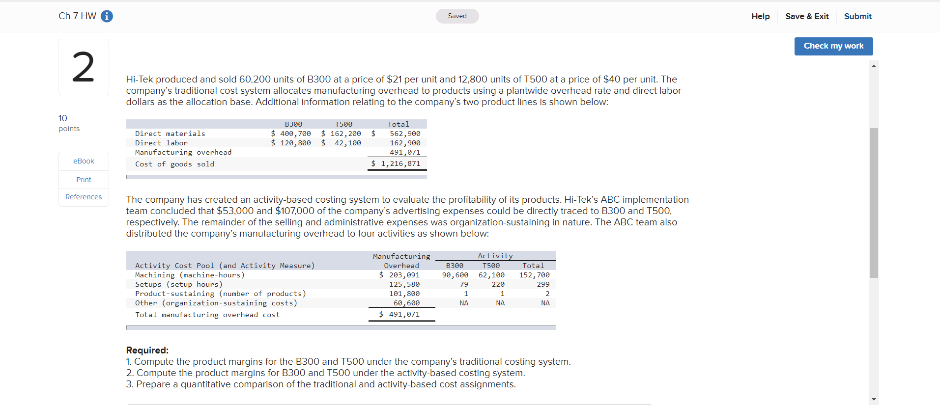 Solved Ch 7 HW Saved Help Save & Exit Submit Check my work 2 | Chegg.com