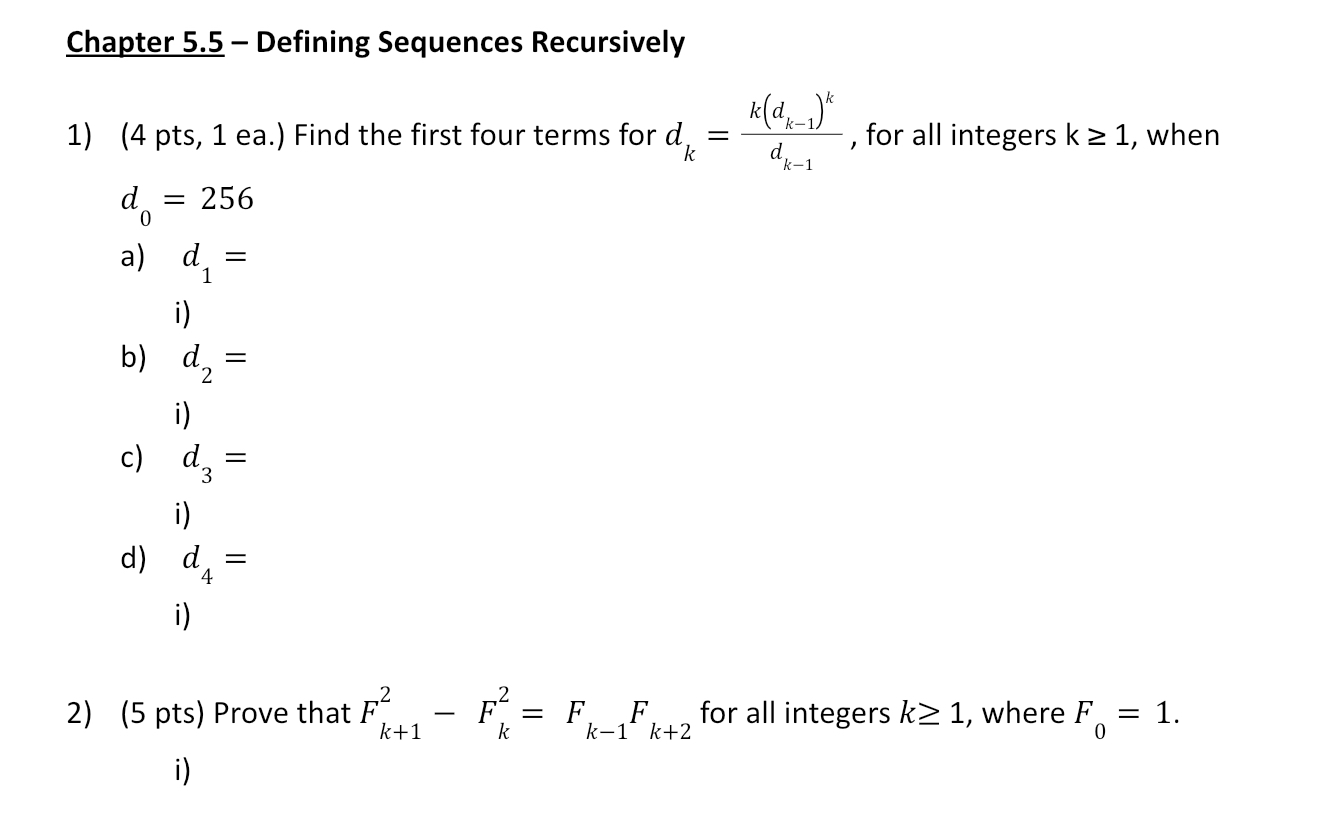 Solved Chapter 5.5-Defining Sequences Recursively(4 ﻿pts, 1 | Chegg.com