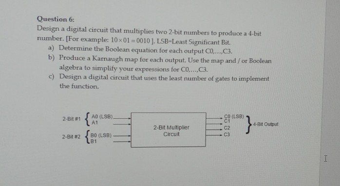 Solved Question 6 Design A Digital Circuit That Multiplies