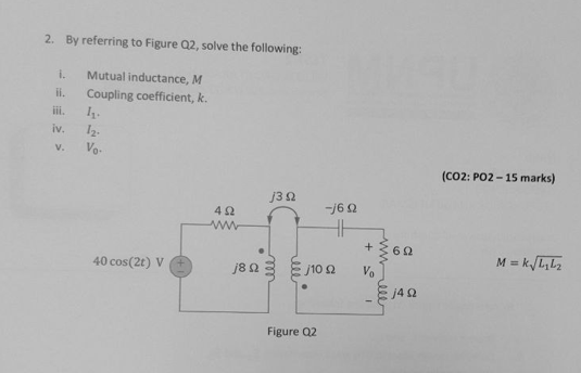 Solved 2. By referring to Figure Q2, solve the following: i. | Chegg.com
