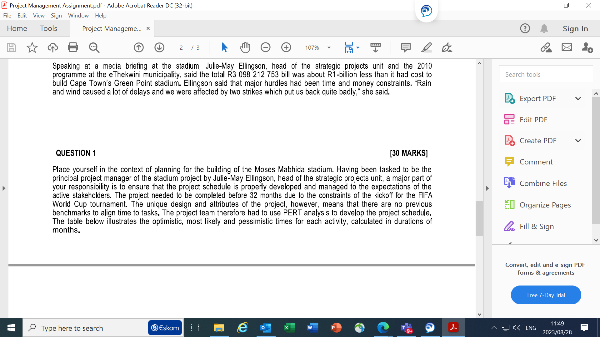 Solved Project Management Assignment.pdf - Adobe Acrobat | Chegg.com