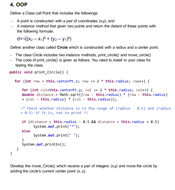 Solved OOPDefine a Class call Point that includes the | Chegg.com