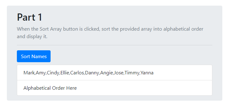 Solved Part 1 When the Sort Array button is clicked, sort | Chegg.com