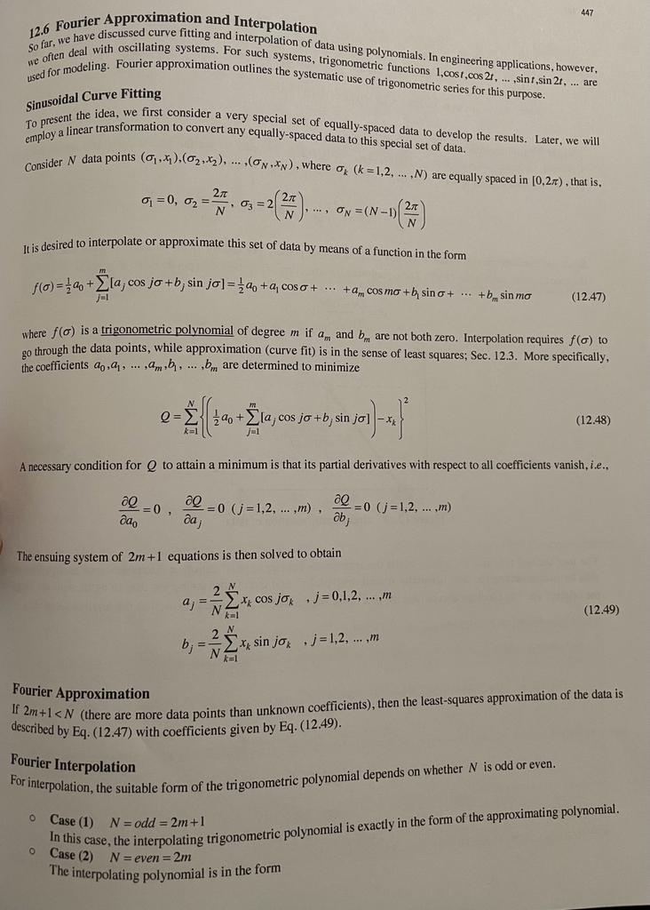 Solved Find the approximating or interpolating trigonometric | Chegg.com