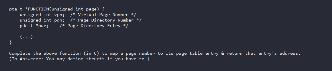 Solved pte_t *FUNCTION(unsigned int page) \{ unsigned int | Chegg.com