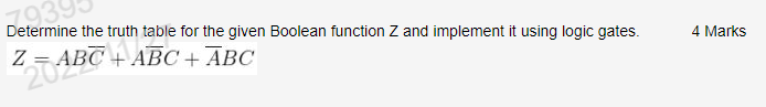 Solved Determine the truth table for the given Boolean | Chegg.com