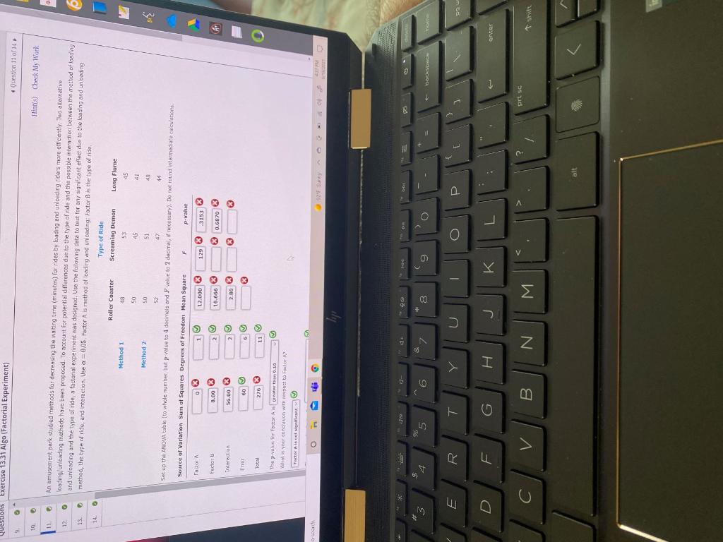 Solved Questions Exercise 13.31 Algo (Factorial Experiment) | Chegg.com