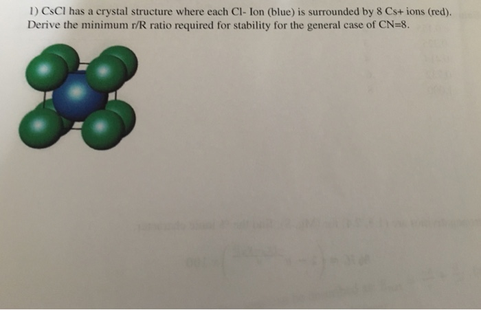 Solved CsCl has a crystal structure where each Cl- Ion | Chegg.com