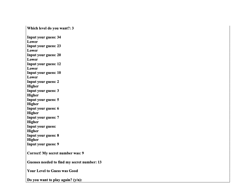Solved Part A: Secret Number Guessing a secret number of the | Chegg.com