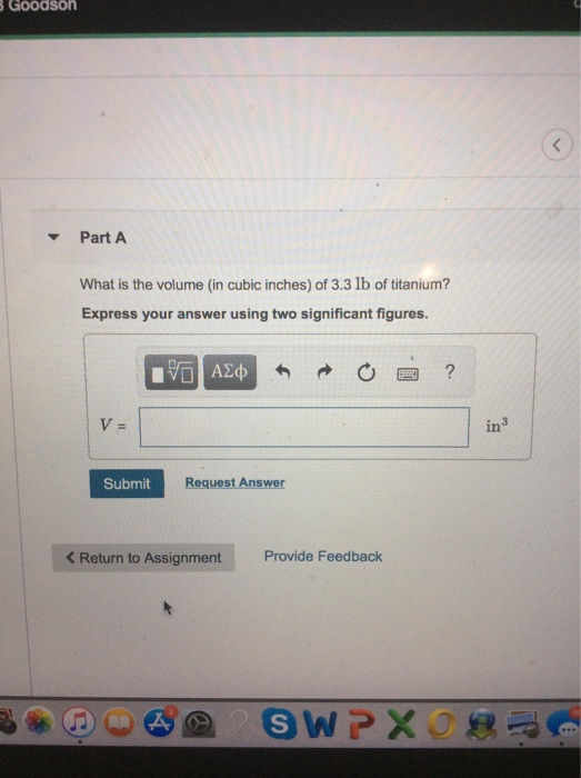 Solved Goodson Part A What is the volume (in cubic inches) | Chegg.com