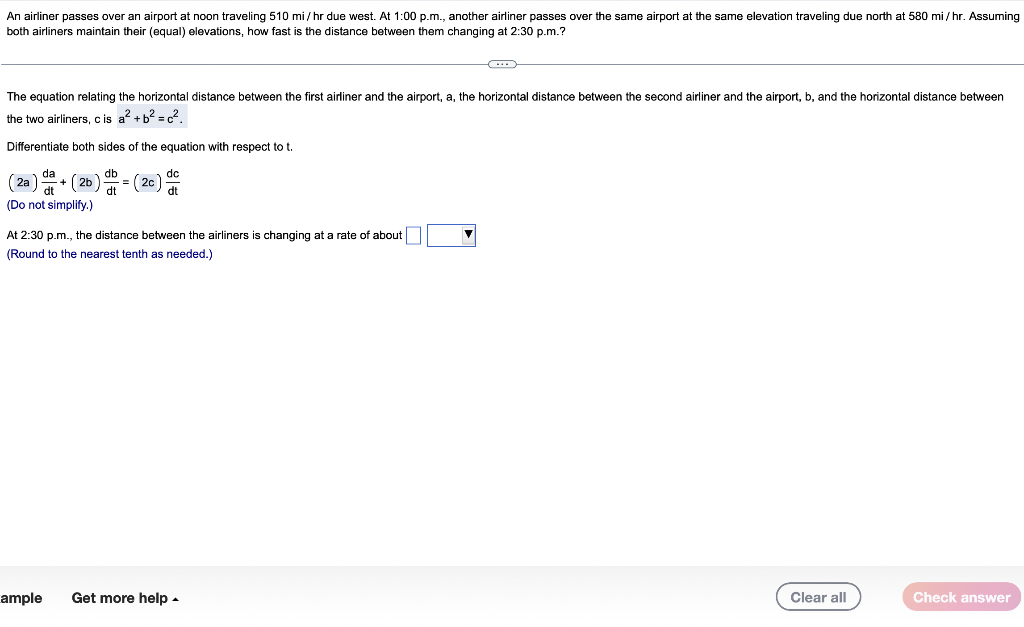 Solved An airliner passes over an airport at noon traveling | Chegg.com