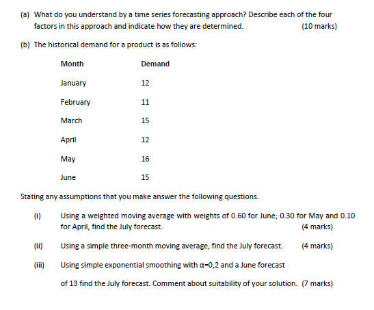 Solved (a) ﻿What do you understand by a time series | Chegg.com