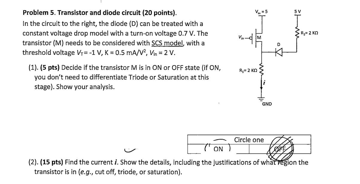 Problem 5. ﻿Transistor and diode circuit ( 20 | Chegg.com