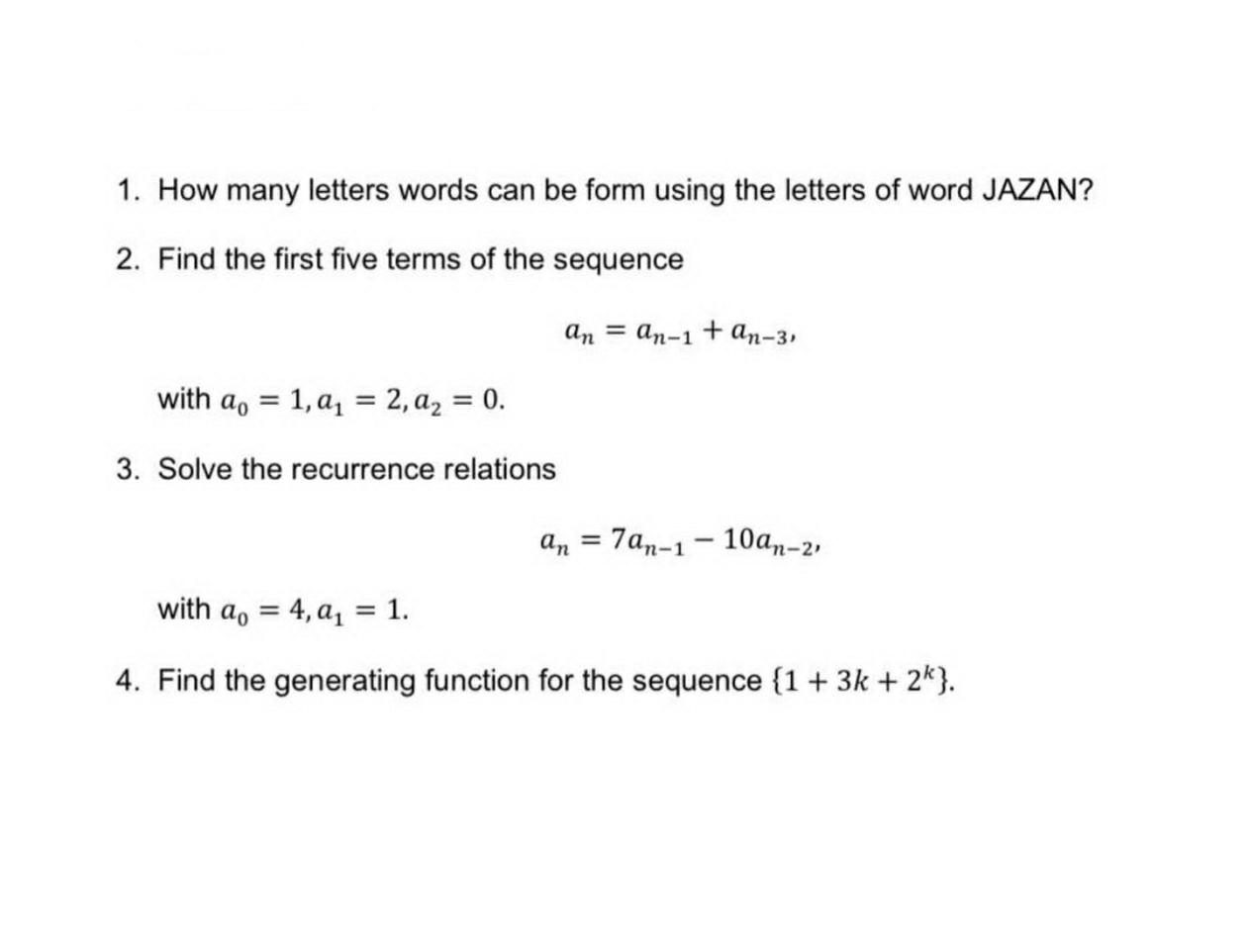 Solved 1. How many letters words can be form using the | Chegg.com