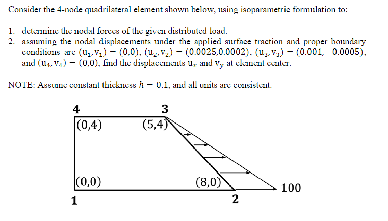 Consider the 4-node quadrilateral element shown | Chegg.com