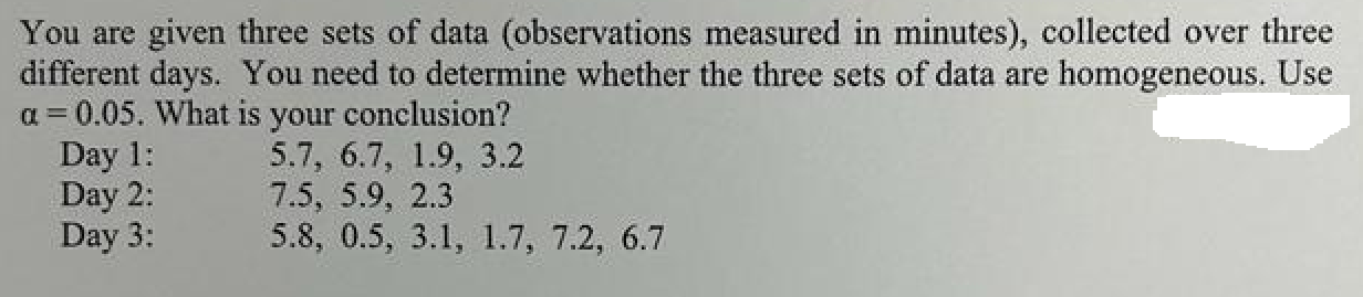 Solved You are given three sets of data (observations | Chegg.com