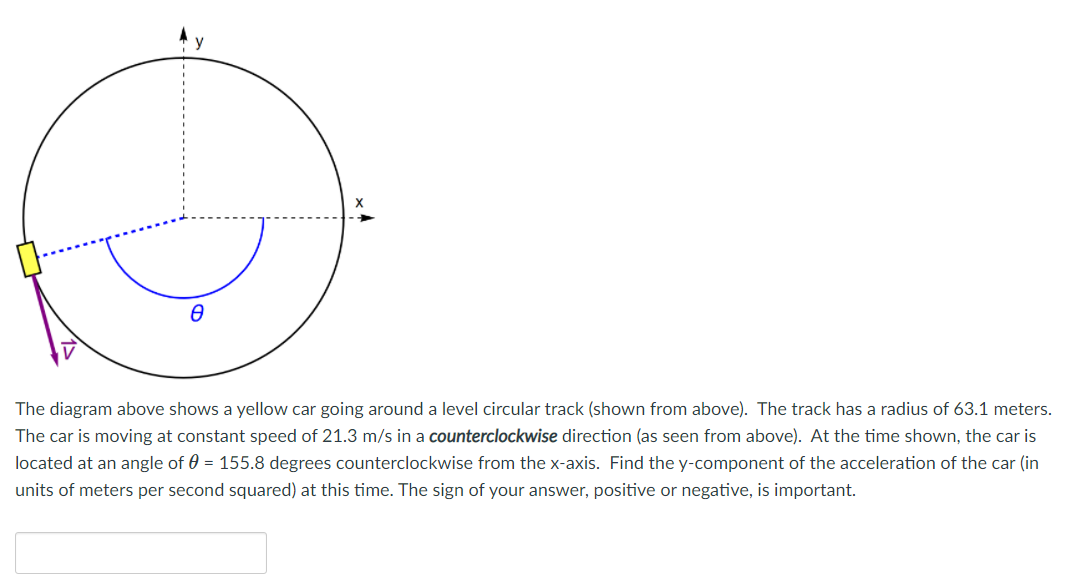 Solved ө х The diagram above shows a yellow car going around | Chegg.com