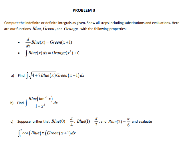 Solved PROBLEM 3 Compute the indefinite or definite | Chegg.com