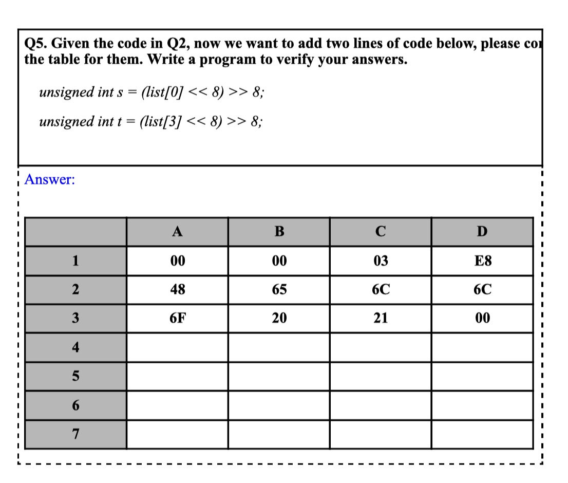 int x = 1000; char str[] = “Hello !”; int y = | Chegg.com