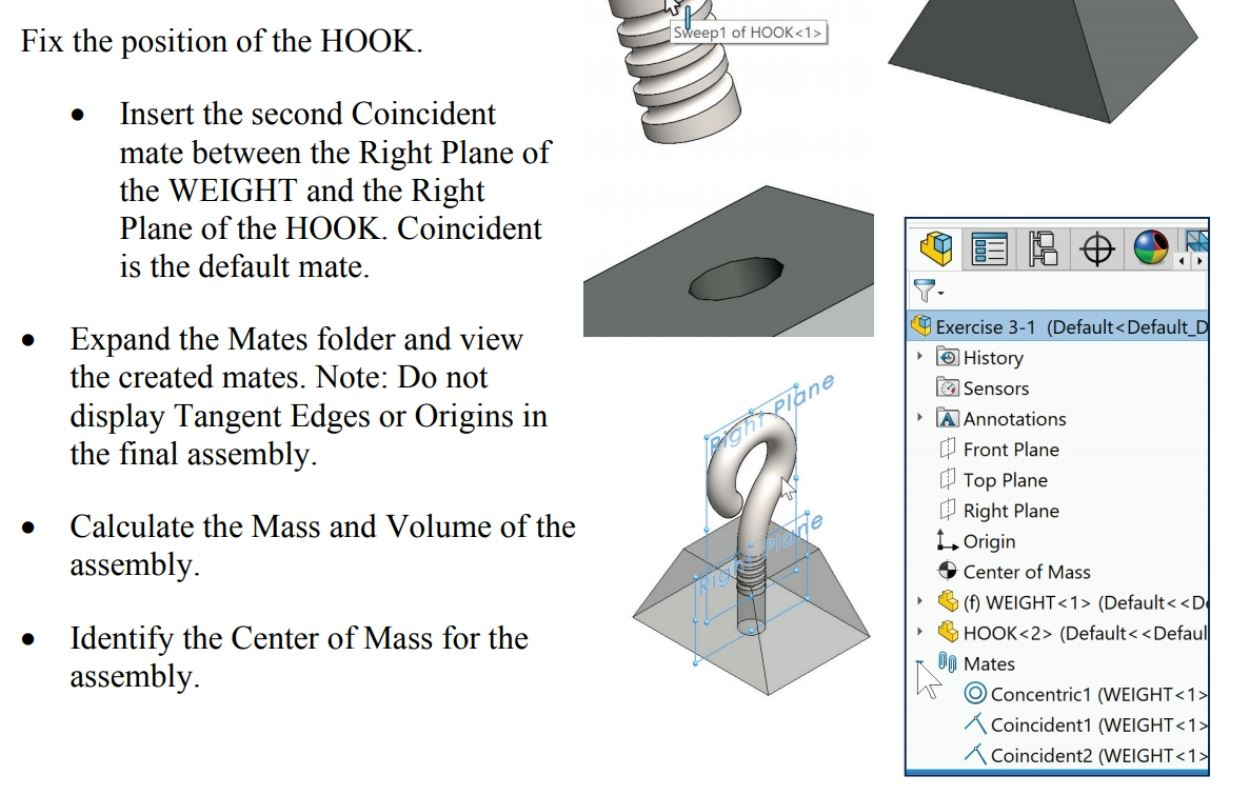 Solved Exercise 3.1: Weight-Hook Assembly Create the | Chegg.com